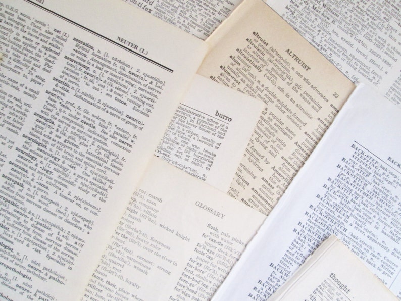 Vintage Dictionary Pages Mixed Lot Dictionary Paper Illustrated Vintage ...