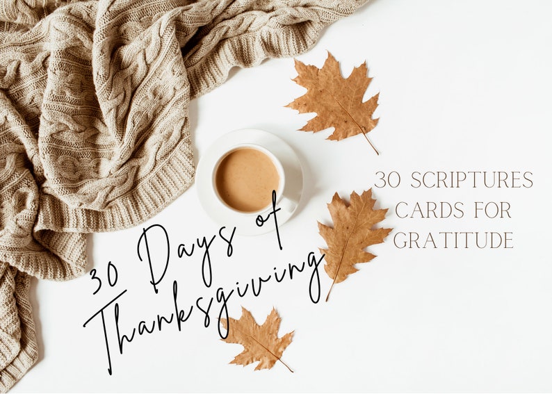 30 Days of Printable Bible Verses Cards of Gratitude for Thanksgiving ...