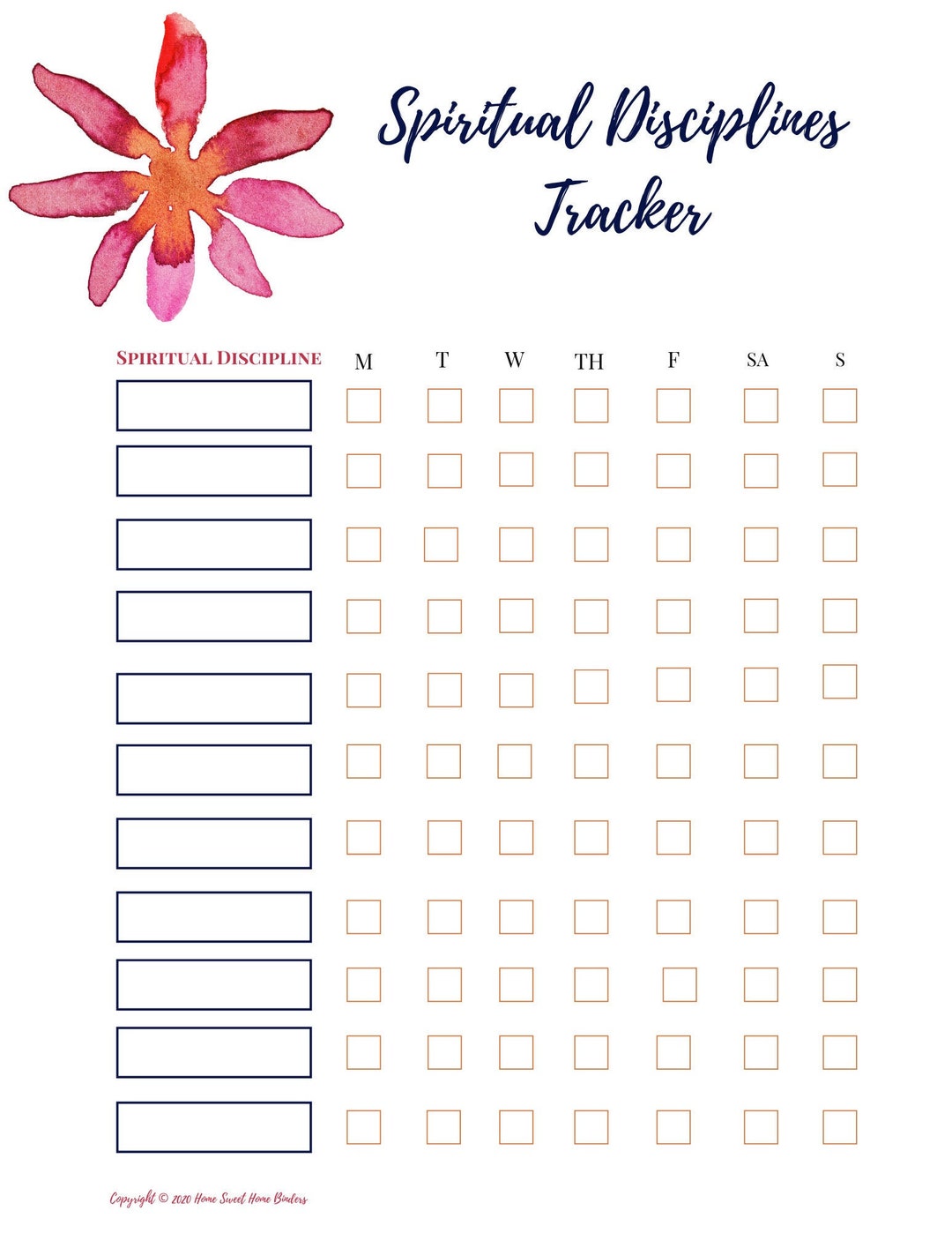 Spiritual Disciplines Tracker - Etsy