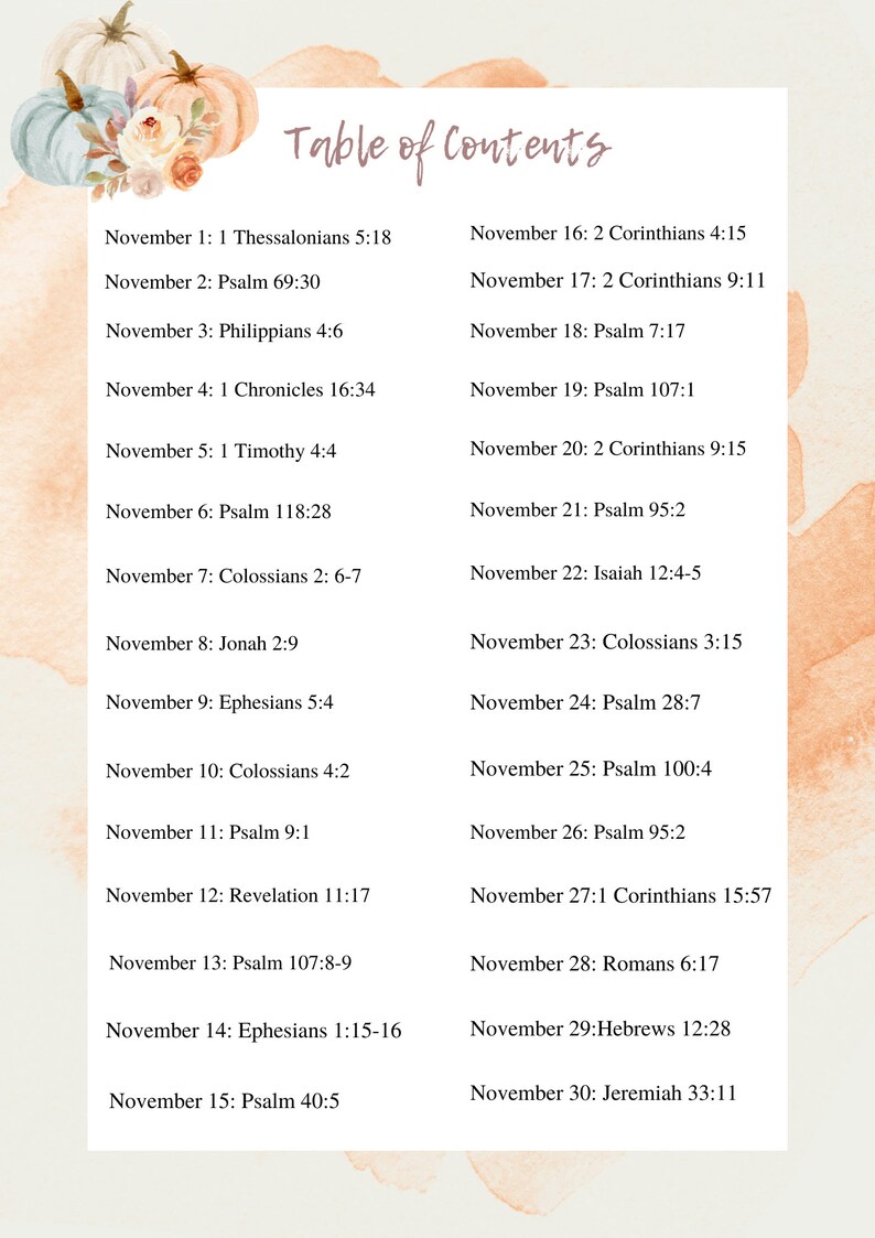 30 Days of Printable Bible Verses Cards of Gratitude for Thanksgiving ...