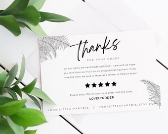 Editable Thank You Cards for Small Business Package Inserts via Canva ...