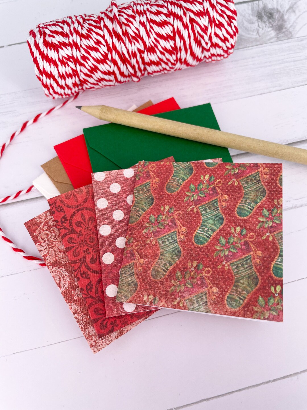 Red Stocking Mix Mini Cards Set of 8 - Etsy