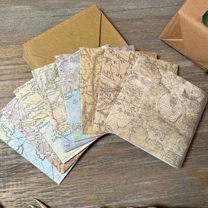 Antique Inspired Map Mini Cards Set of 8 - Etsy UK