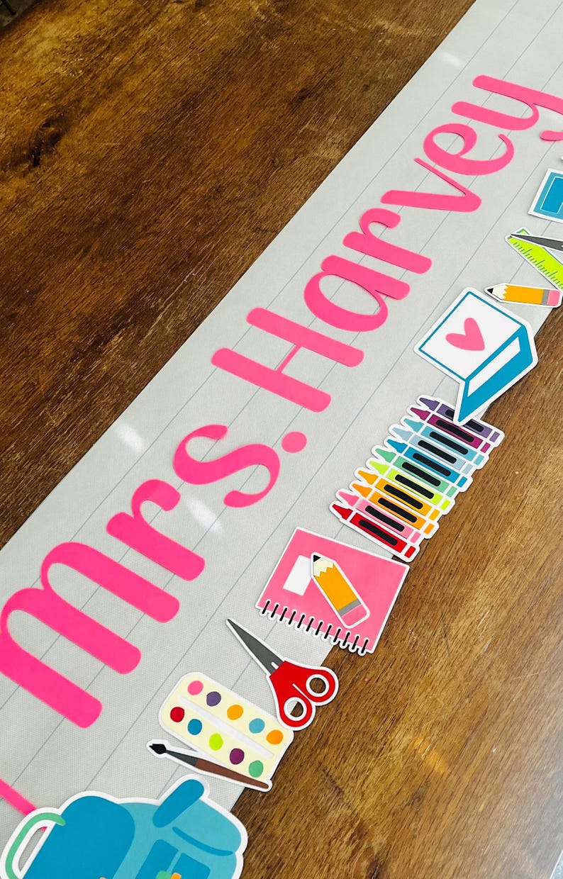 Teacher Name Desk Wrap- Notebook Paper Style - Etsy