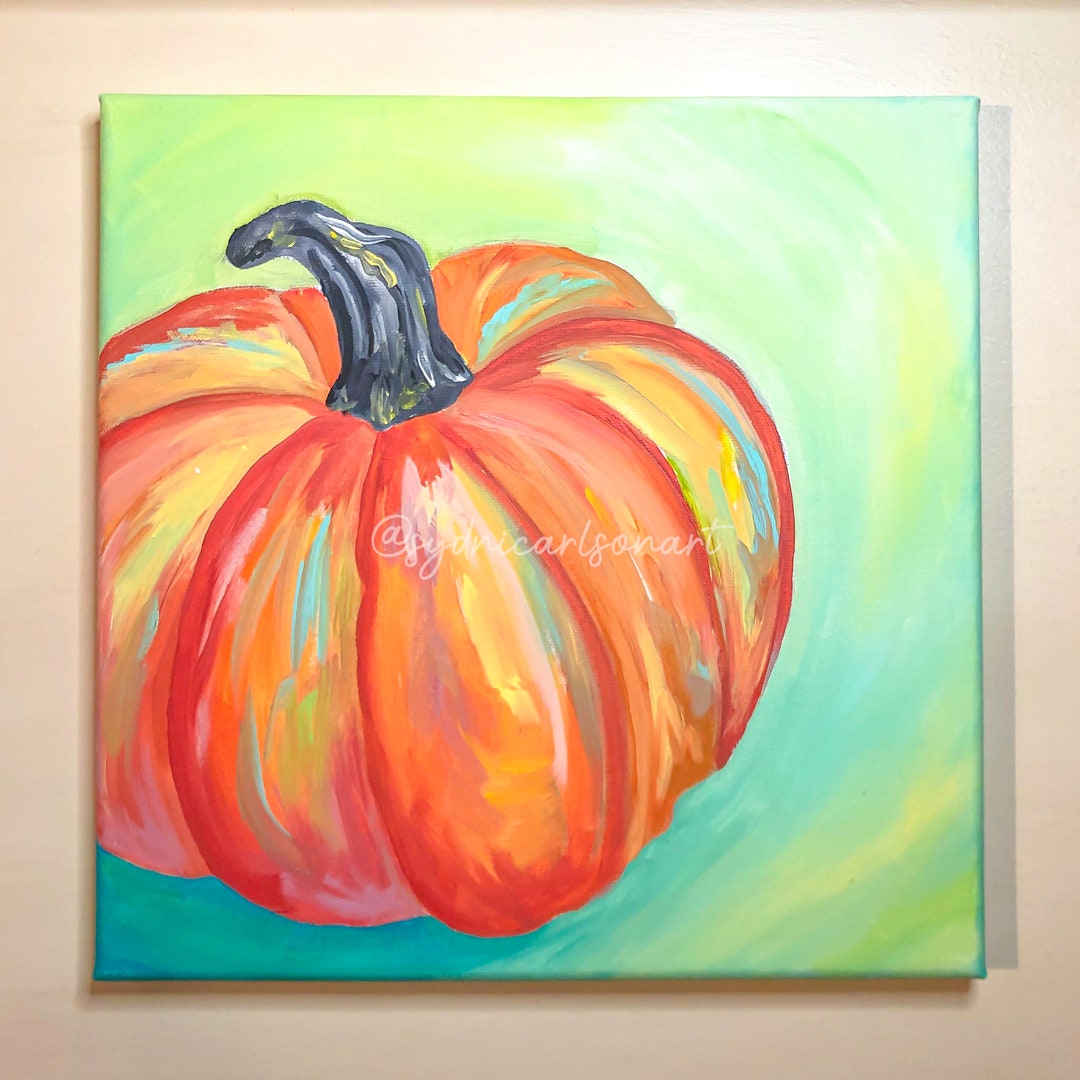 Pumpkin Painting Original Canvas Art Acrylic Painting Sydni - Etsy
