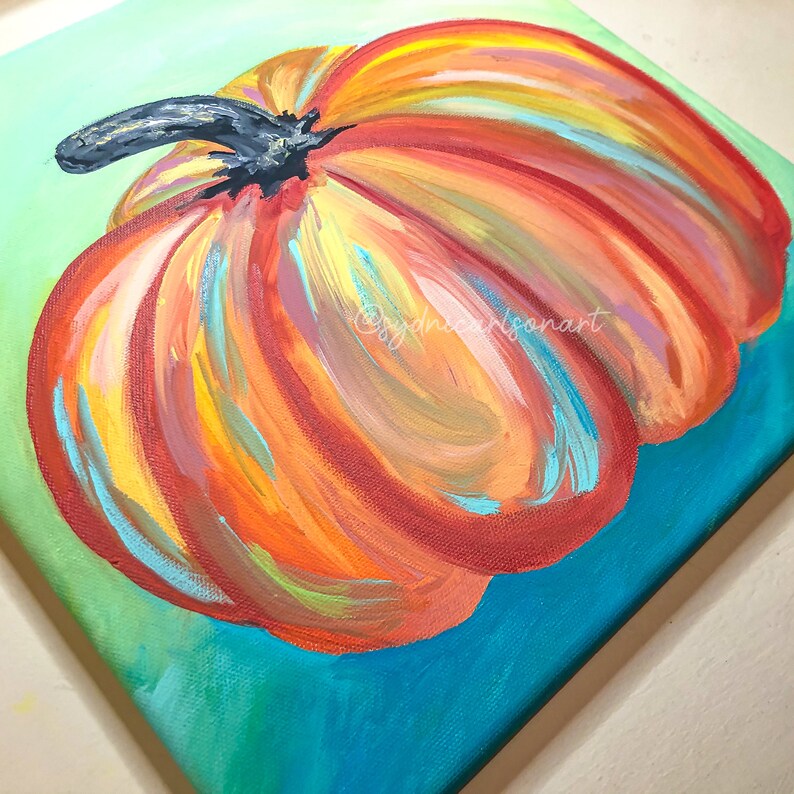 Pumpkin Painting Original Canvas Art Acrylic Painting Sydni - Etsy