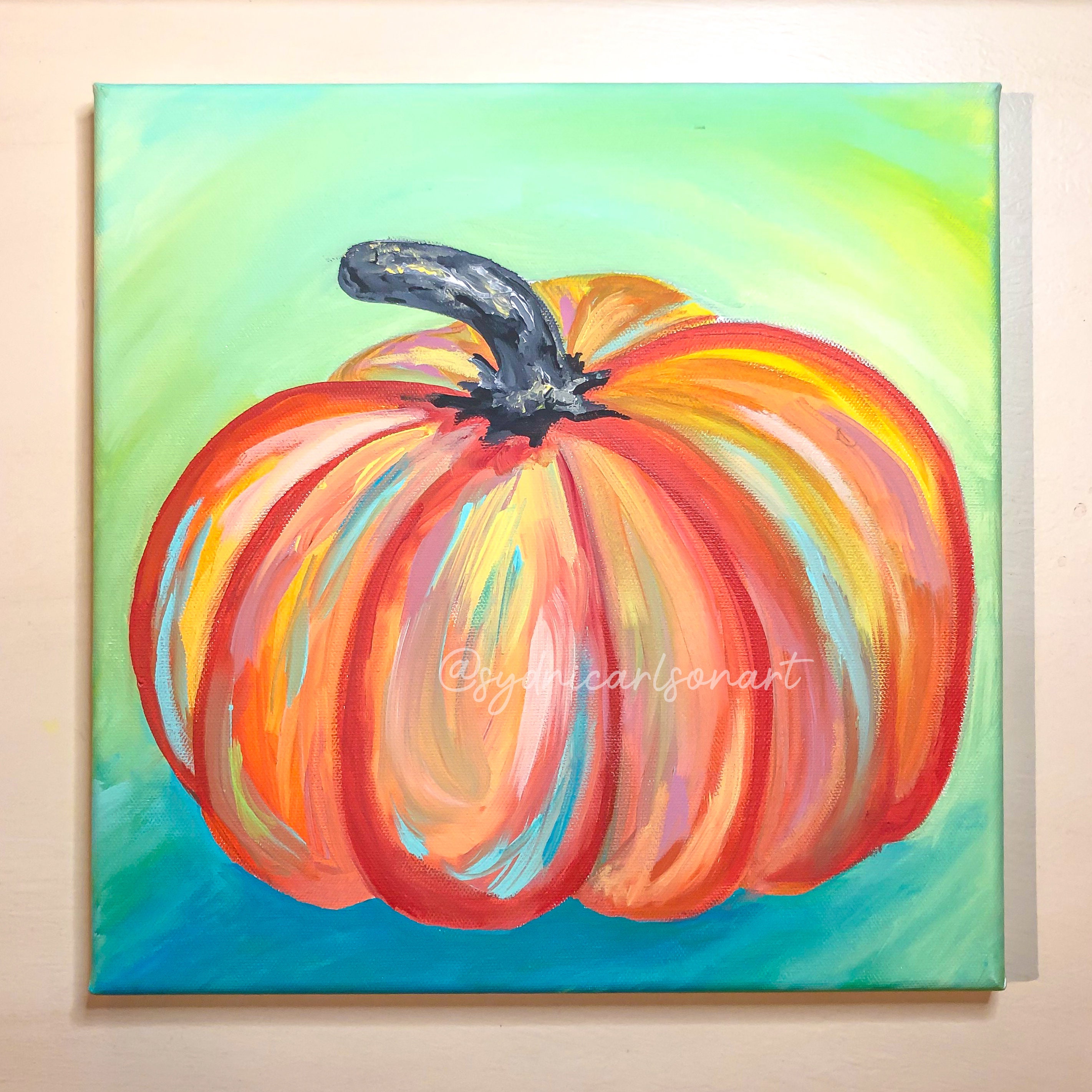 Pumpkin Painting Original Canvas Art Acrylic Painting Sydni - Etsy