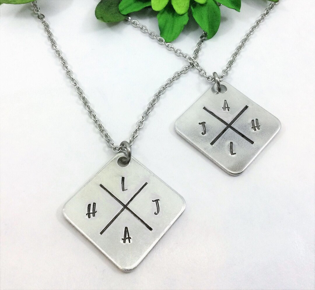 Discover Crossed Paths Couples or Friends Necklace, Monogram, Hand ...
