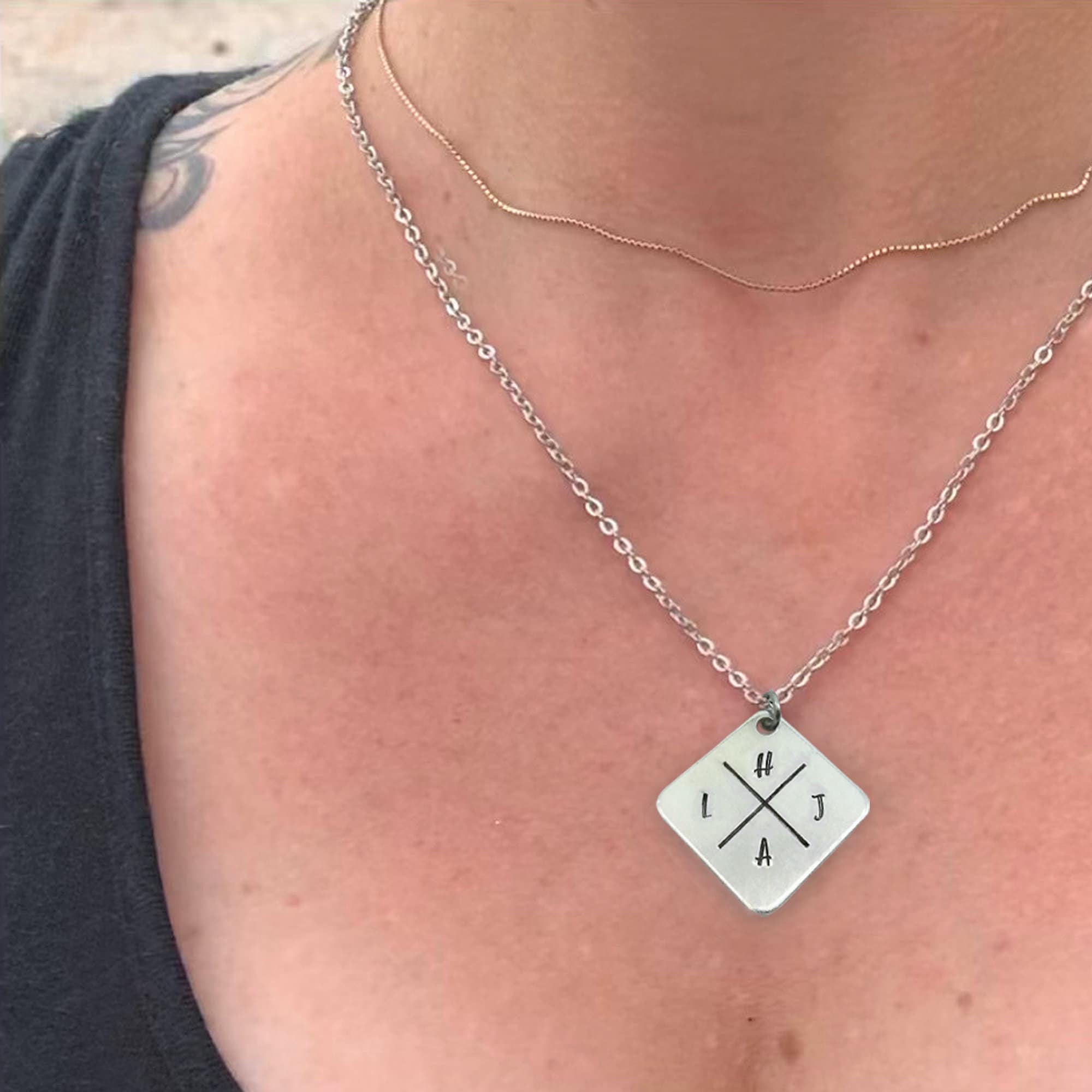 Discover Crossed Paths Couples or Friends Necklace, Monogram, Hand ...