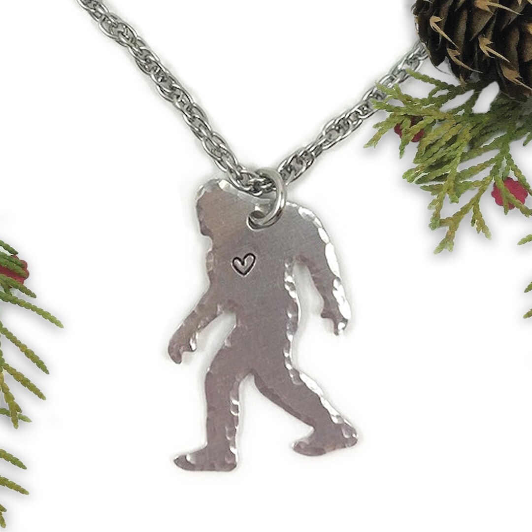 Whimsical Bigfoot Necklace or Key Ring, Stamped, Personalize - Etsy