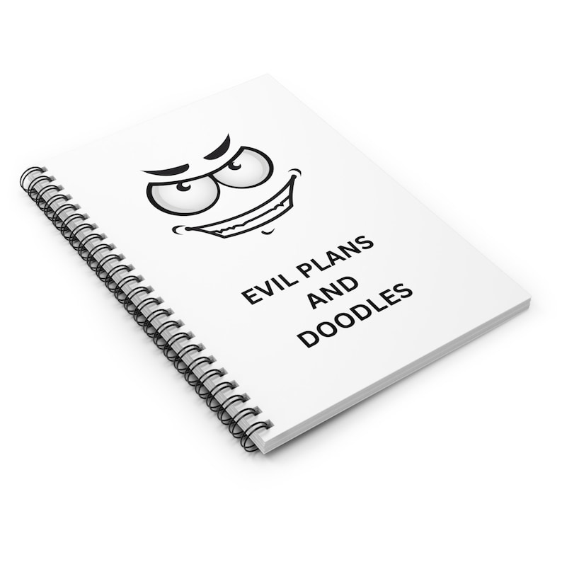 Evil Plans and Doodles Spiral Sarcastic Notebook, Funny Gag Gift, Cute ...