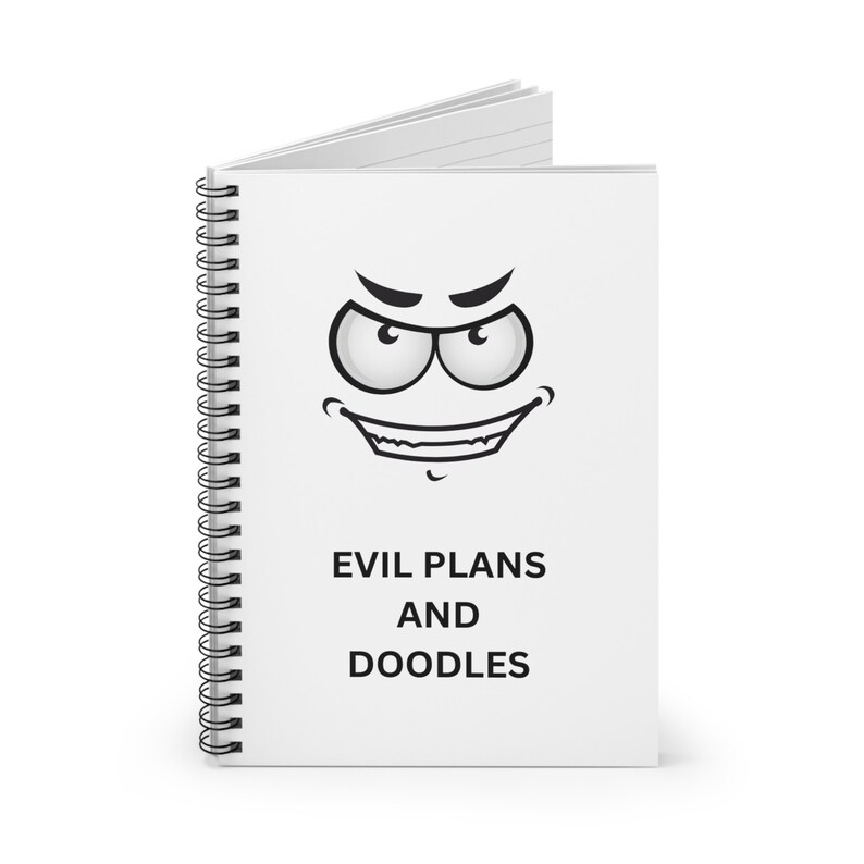 Evil Plans and Doodles Spiral Sarcastic Notebook, Funny Gag Gift, Cute ...