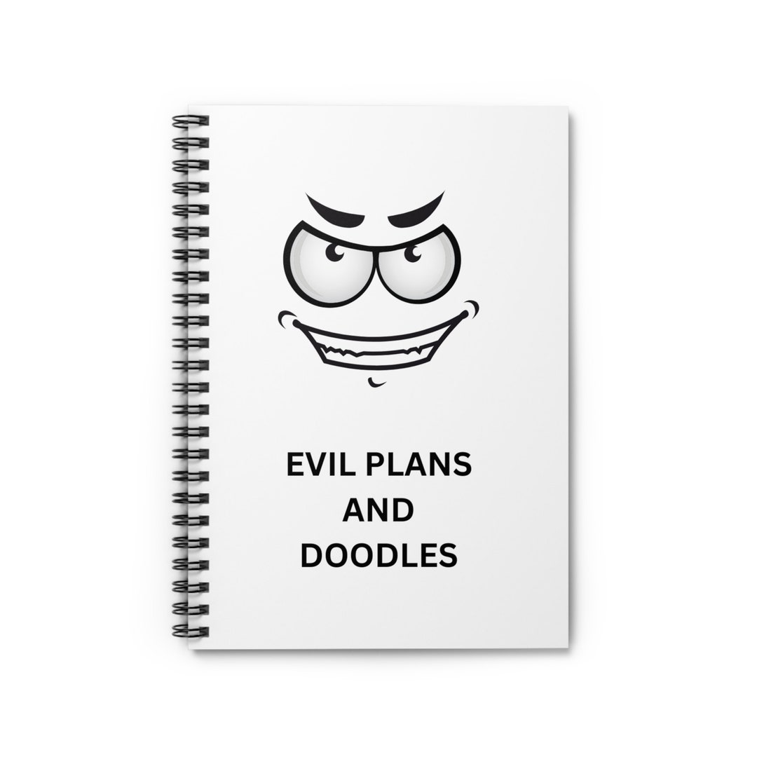 Evil Plans and Doodles Spiral Sarcastic Notebook, Funny Gag Gift, Cute ...
