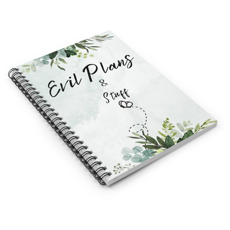 Evil Plans and Stuff Spiral Sarcastic Notebook, Funny Gag Gift, Ruled Line Journal for Coworker ...