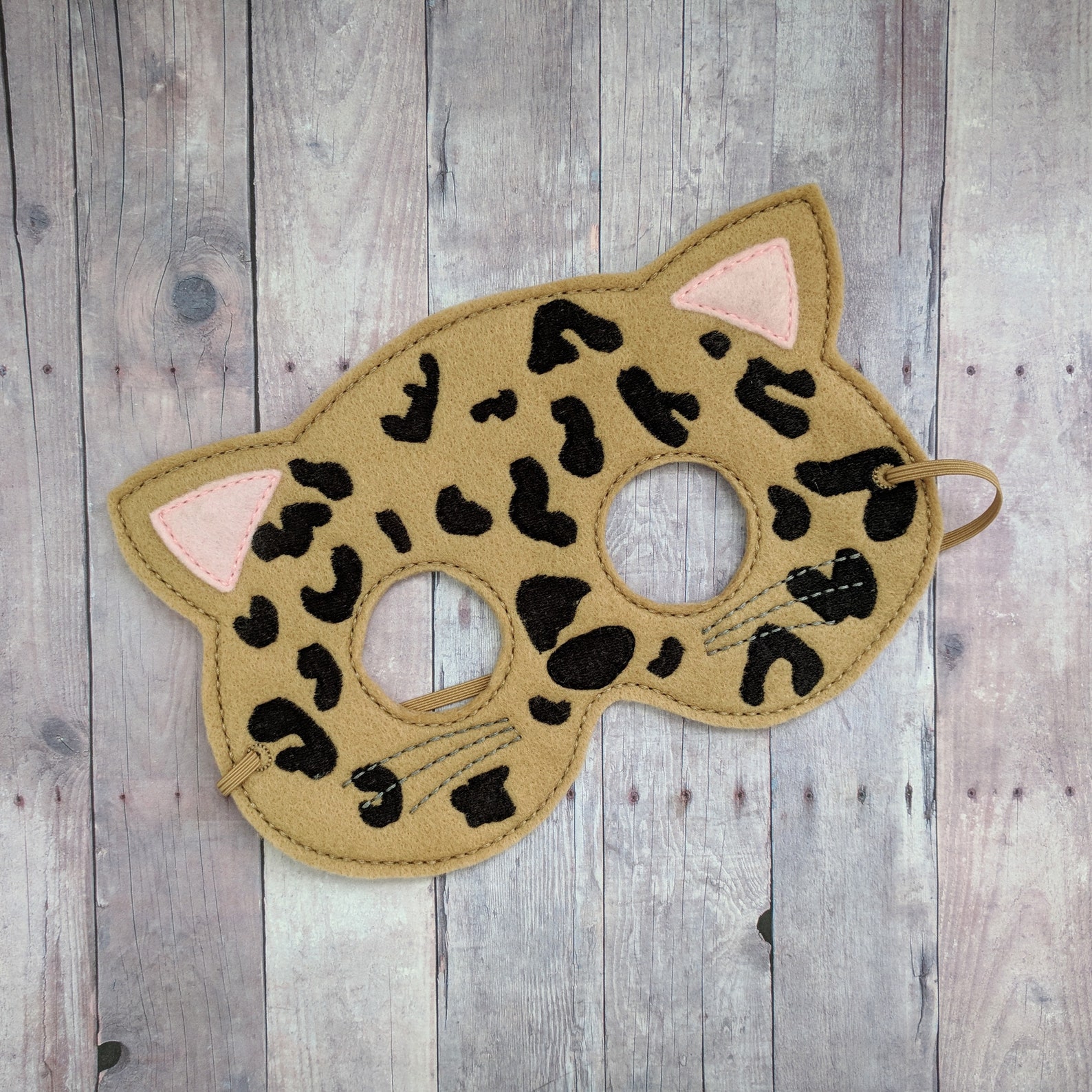 Cheetah Felt Mask in Choice of 2 Sizes Embroidered Beige | Etsy