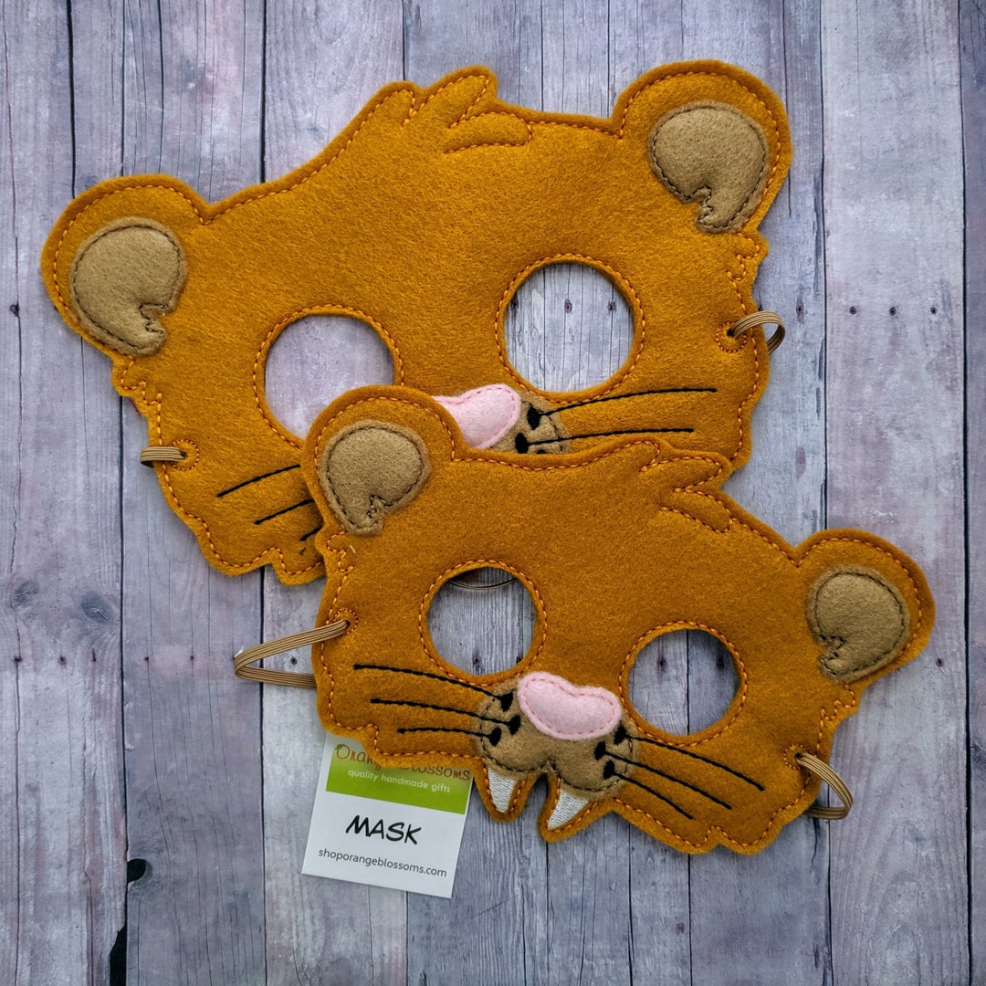Saber Tooth Tiger Felt Mask in Choice of 2 Sizes, Golden Yellow Acrylic ...