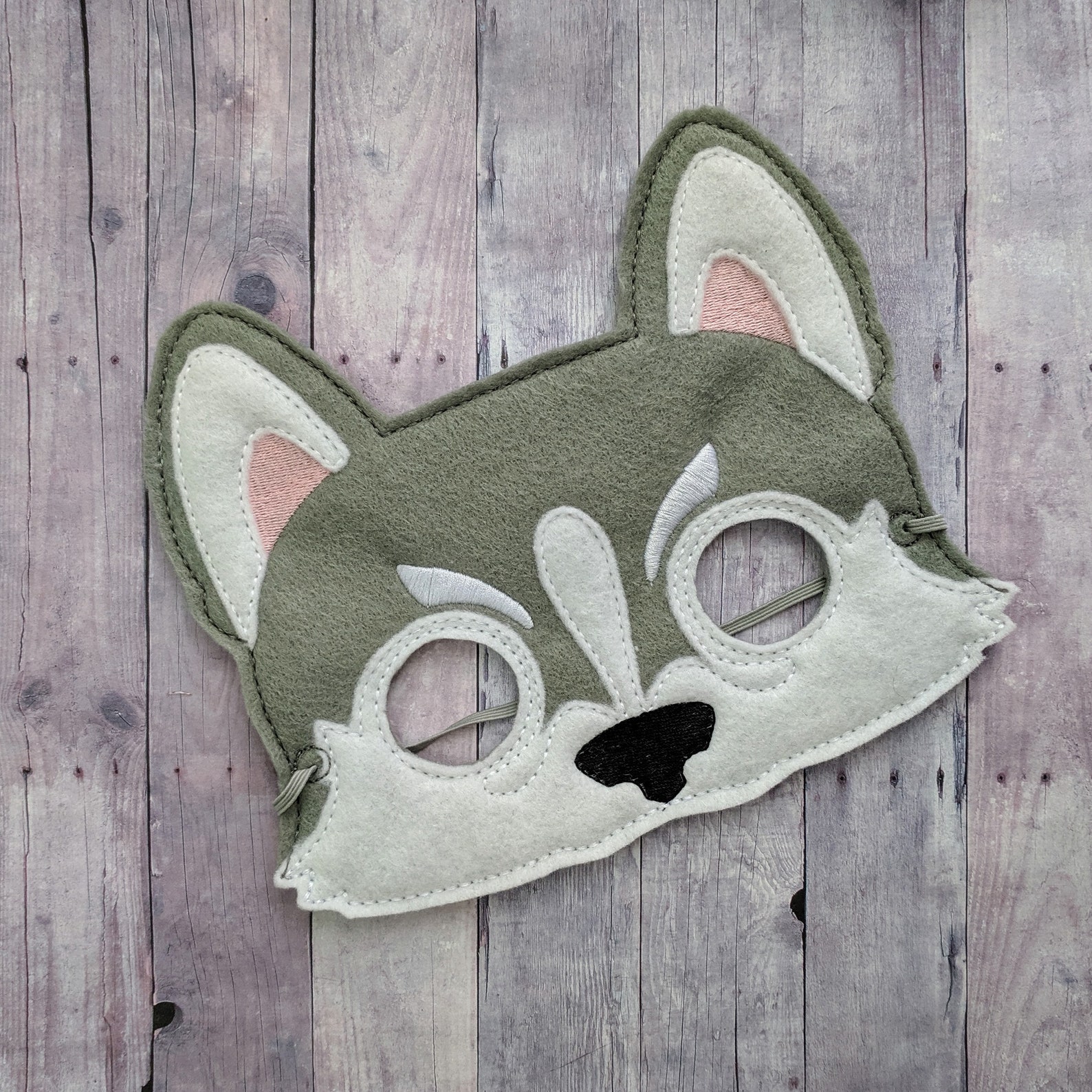 Husky Dog Felt Mask in Choice of 2 Sizes Embroidered Gray & - Etsy