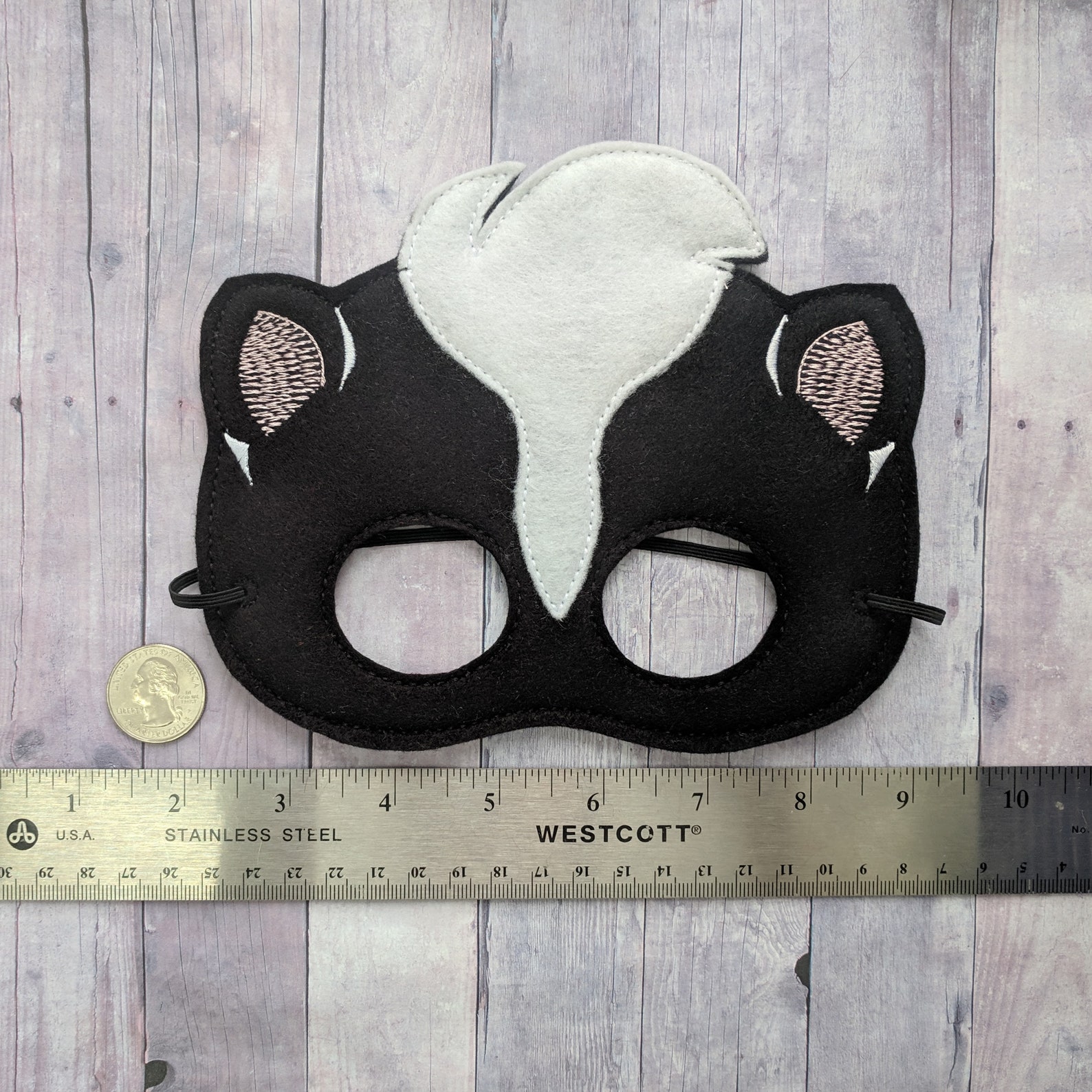 Skunk Felt Mask Black and White Acrylic Felt Elastic Back - Etsy