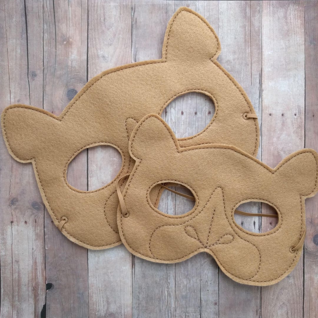 Camel Felt Mask, Beige Acrylic Felt With Embroidery, Elastic Back ...