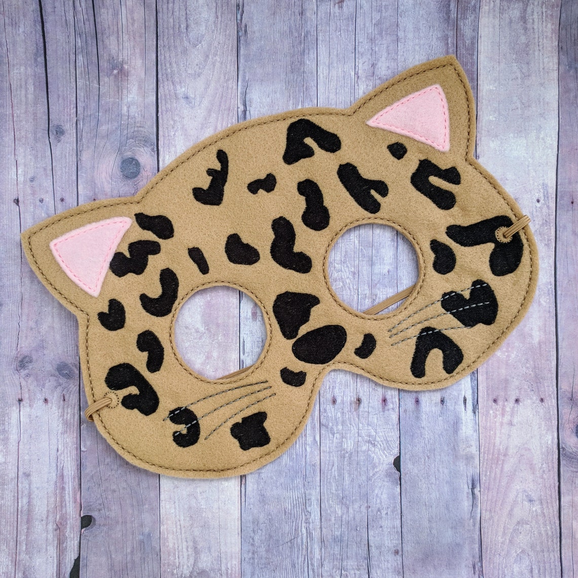 Cheetah Felt Mask in Choice of 2 Sizes Embroidered Beige | Etsy