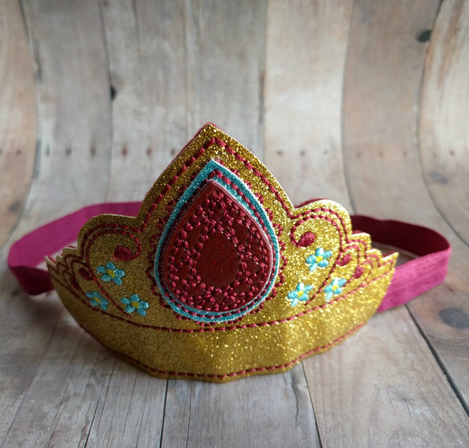Crown Princess Headband Tiara in 2 Sizes Gold Embroidered - Etsy