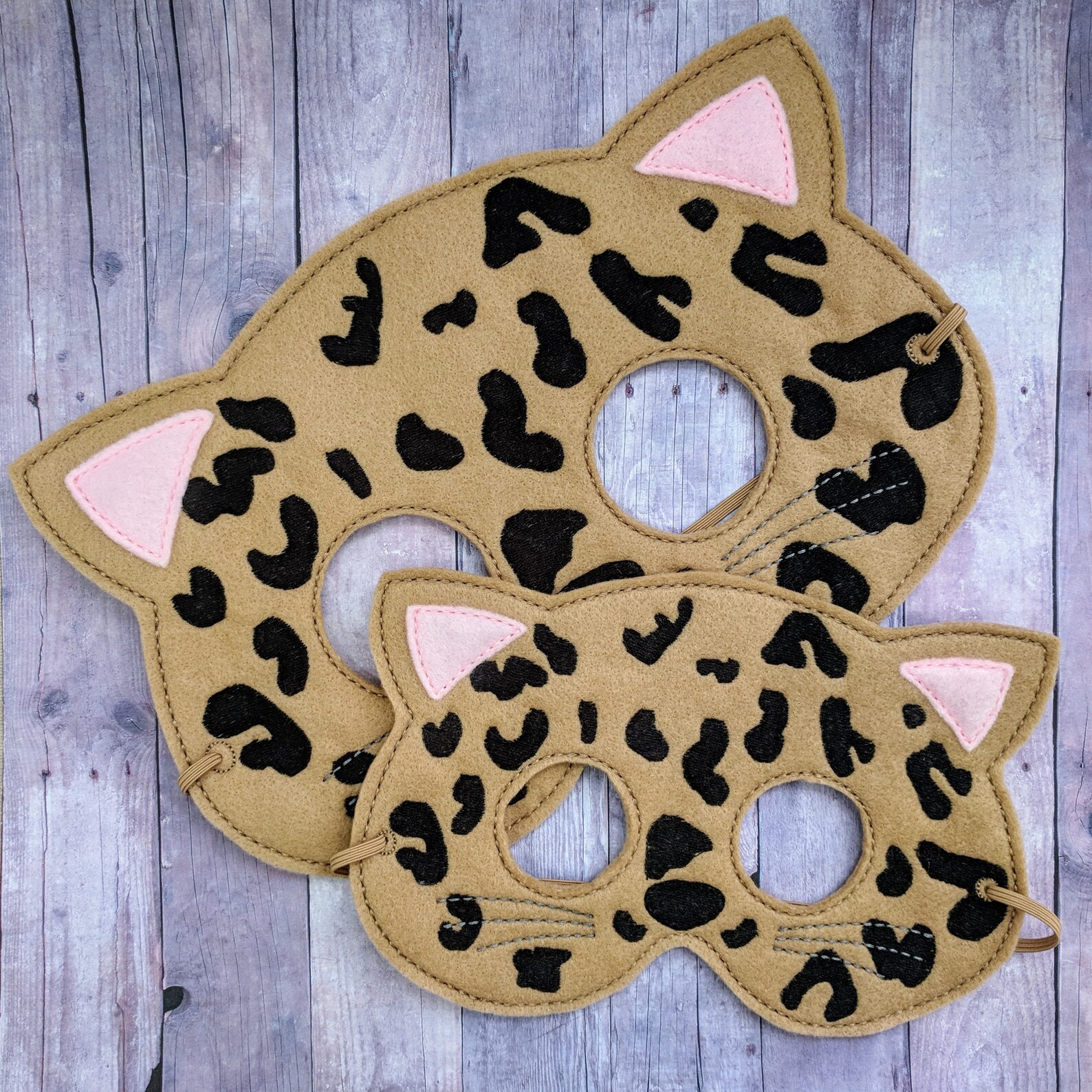 Cheetah Felt Mask in Choice of 2 Sizes Embroidered Beige | Etsy