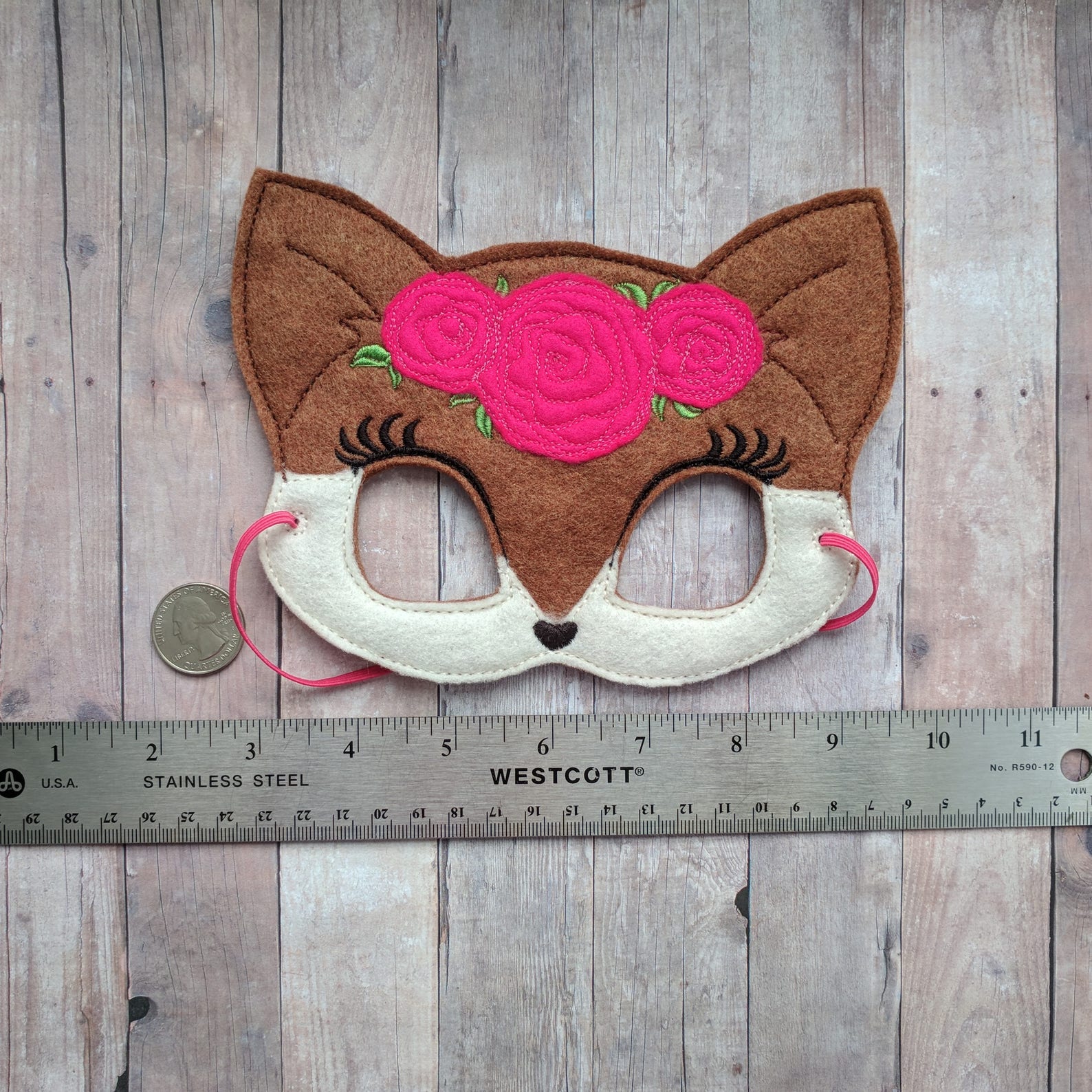 Floral Fox Felt Mask in Choice of 2 Sizes Copper Brown and - Etsy