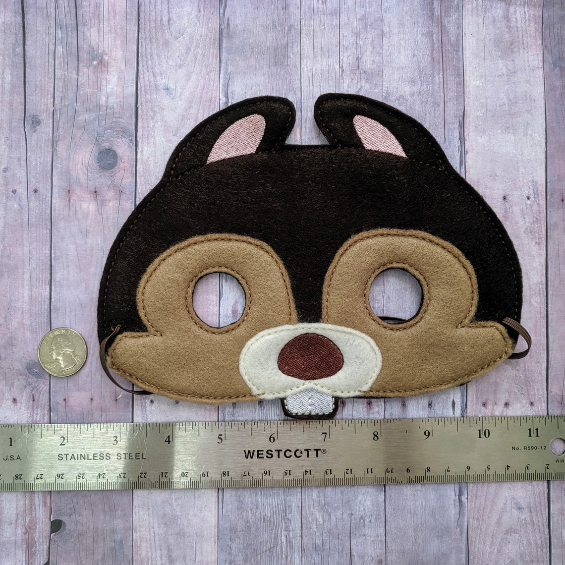 Chipmunk Felt Mask in Choice of 2 Sizes and 2 Colors Dark | Etsy