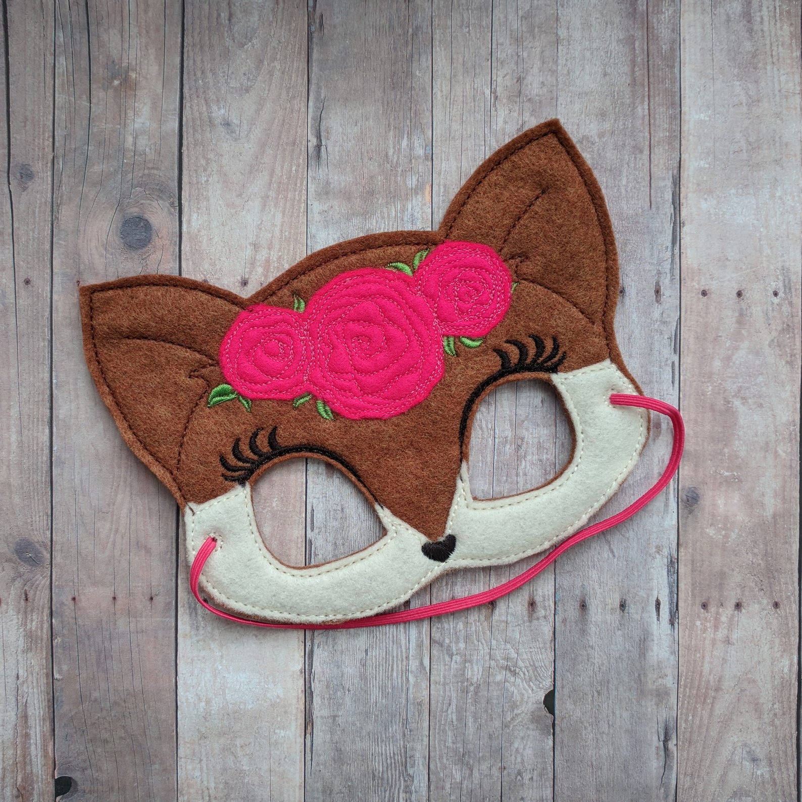 Floral Fox Felt Mask in Choice of 2 Sizes Copper Brown and | Etsy