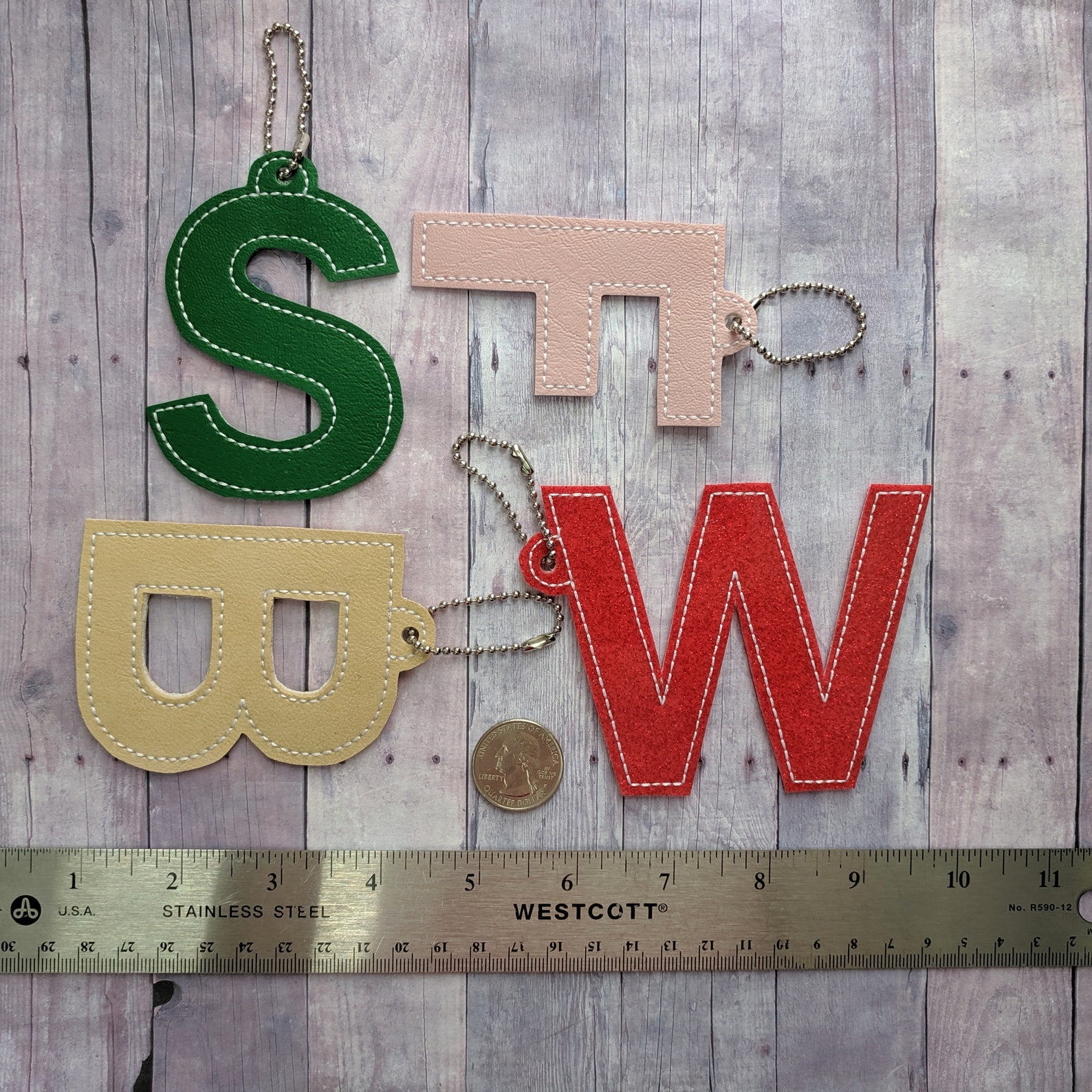 Monogram Bag Charm Embroidered Matte or Glitter Vinyl in Your | Etsy