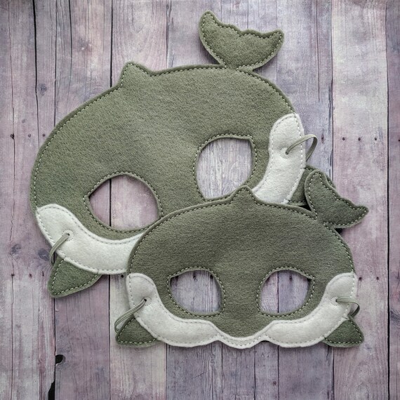 Dolphin Felt Mask in Choice of 2 Sizes Gray and White Acrylic | Etsy