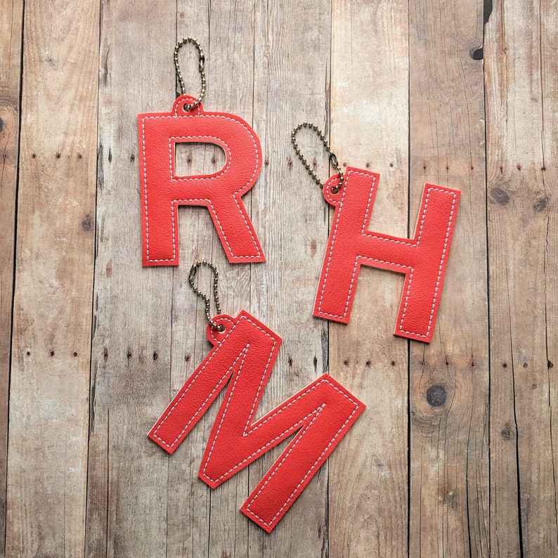 Monogram Bag Charm Embroidered Matte or Glitter Vinyl in Your | Etsy