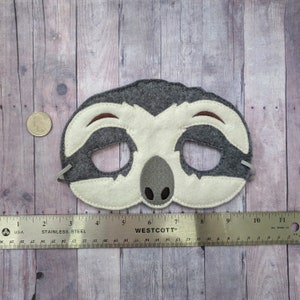 Sloth Felt Mask, Dark Gray or Brown & Cream Acrylic Felt With ...