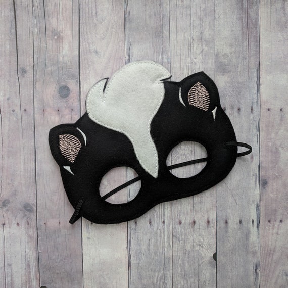 Skunk Felt Mask Black and White Acrylic Felt Elastic Back - Etsy