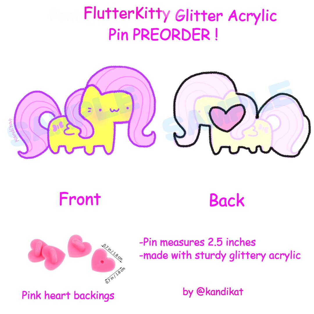 PREORDER Flutterkitty Glitter Acrylic Pin - Etsy