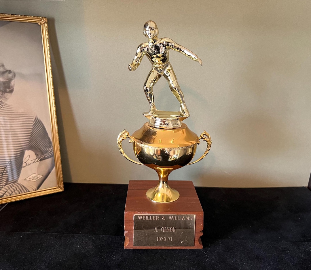 Vintage Football Trophy 1970's Retro Sports Den Gameroom Man Cave Decor ...