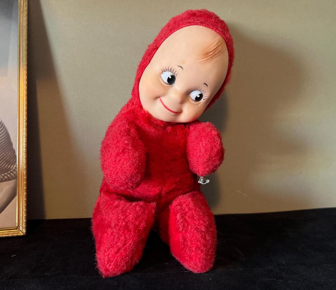 Vintage Kewpie Doll - Red Plush Kewpie Doll With Vinyl Face ...