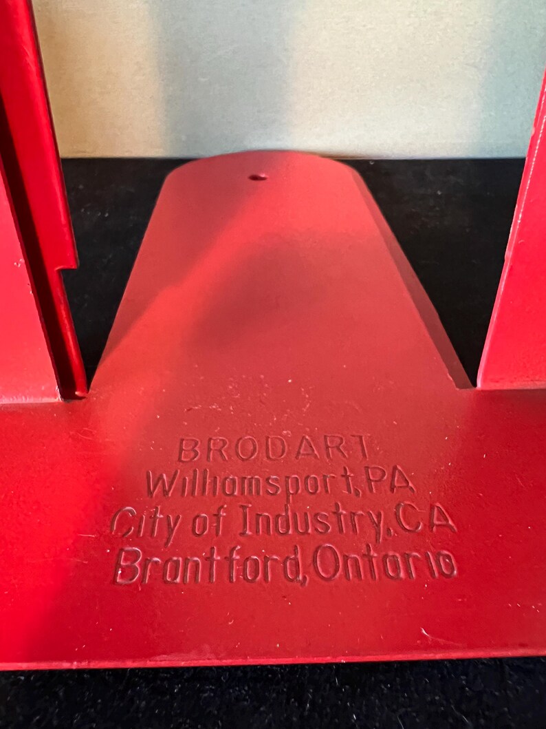 Vintage Red Metal Bookends by Brodart Library Bookends Retro Industrial ...
