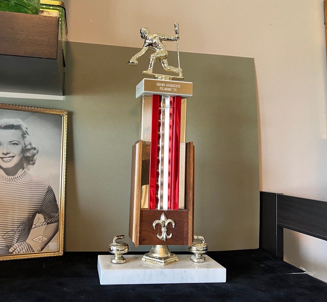 Vintage 1970s Curling Trophy Retro Sports Collectible Man Cave Decor - Etsy