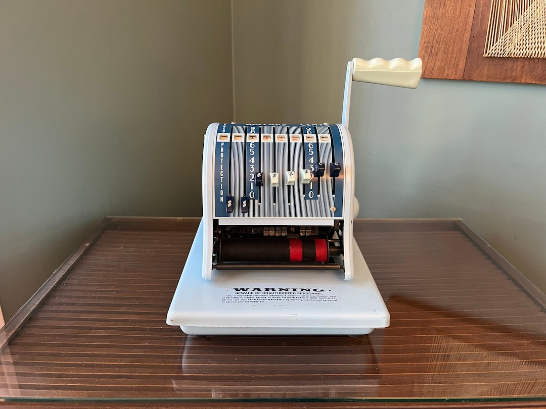 Blue Paymaster 8000 Check Printing Press Machine With Plastic Cover ...