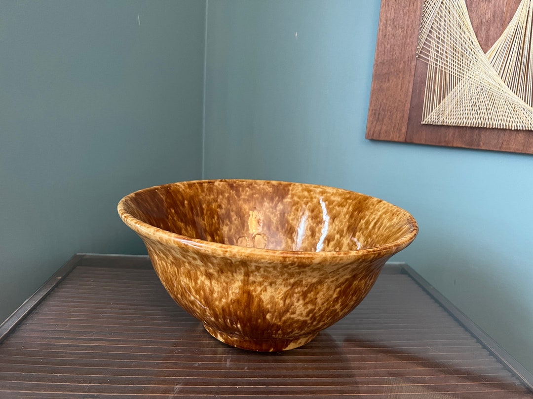 Antique Bennington Rockingham Splatterware Bowl Large Tortoiseshell ...