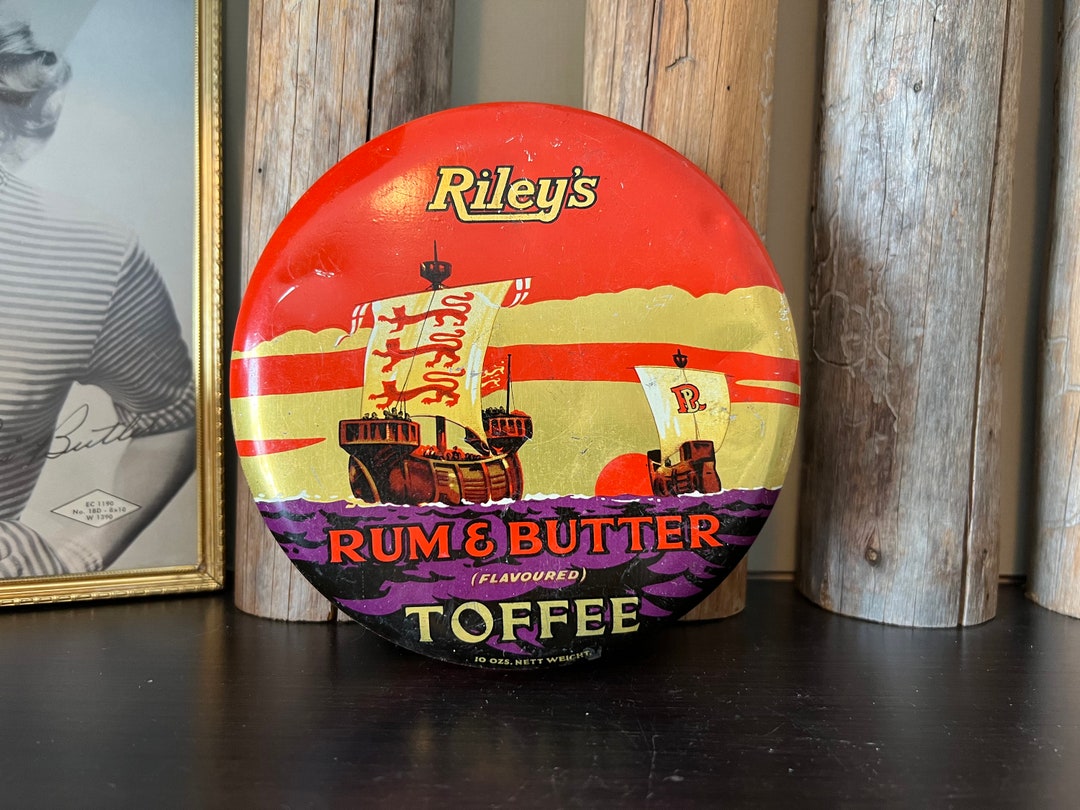 Vintage 1950's Riley's Rum and Butter Toffee Tin - Halifax England ...