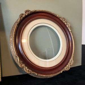 Antique Round Wood & Plaster Needlework Frame With Convex Glass - Etsy