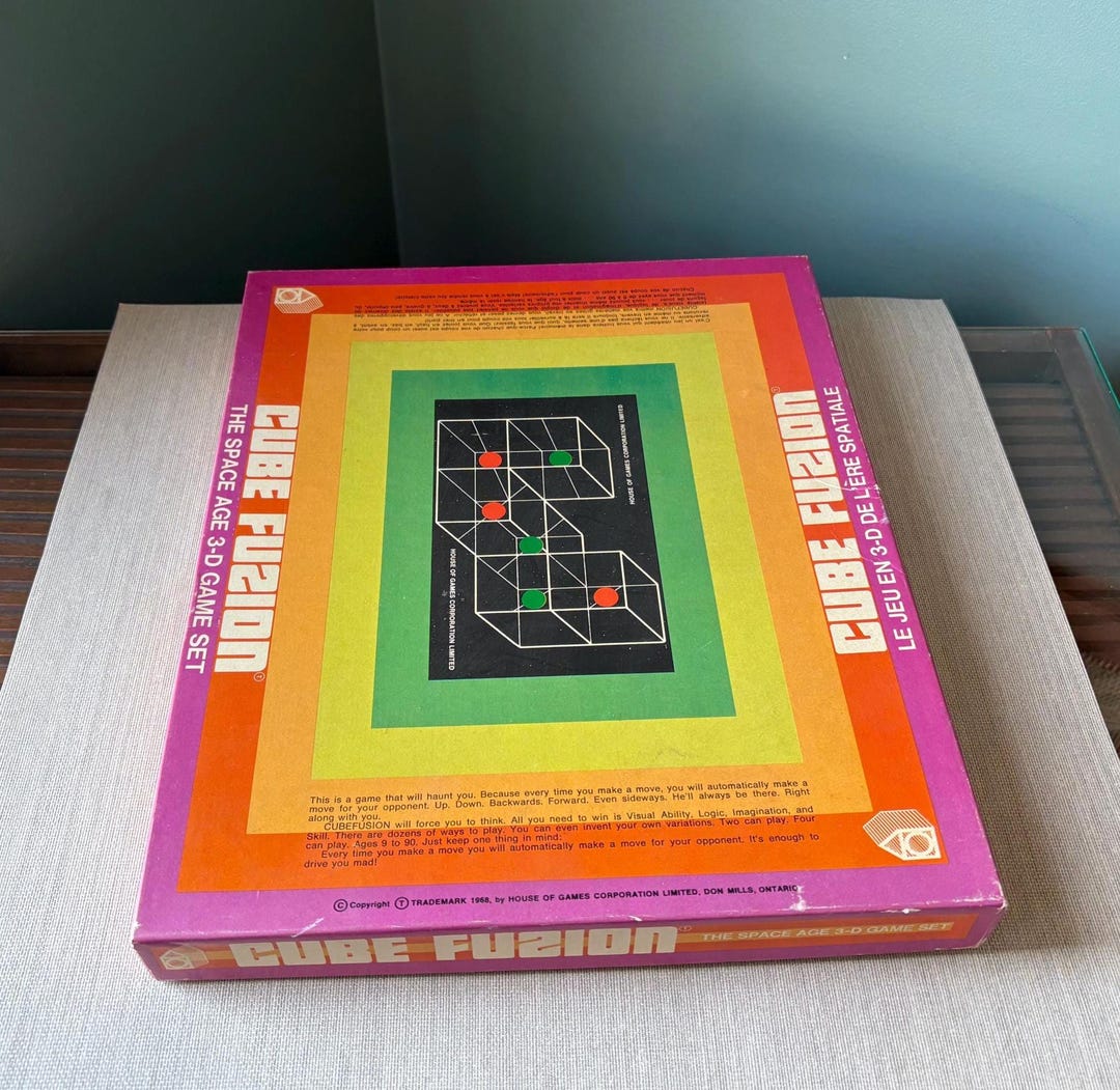 Vintage 1968 Cube Fusion Board Game: 3-D Tic Tac Toe Set - Etsy