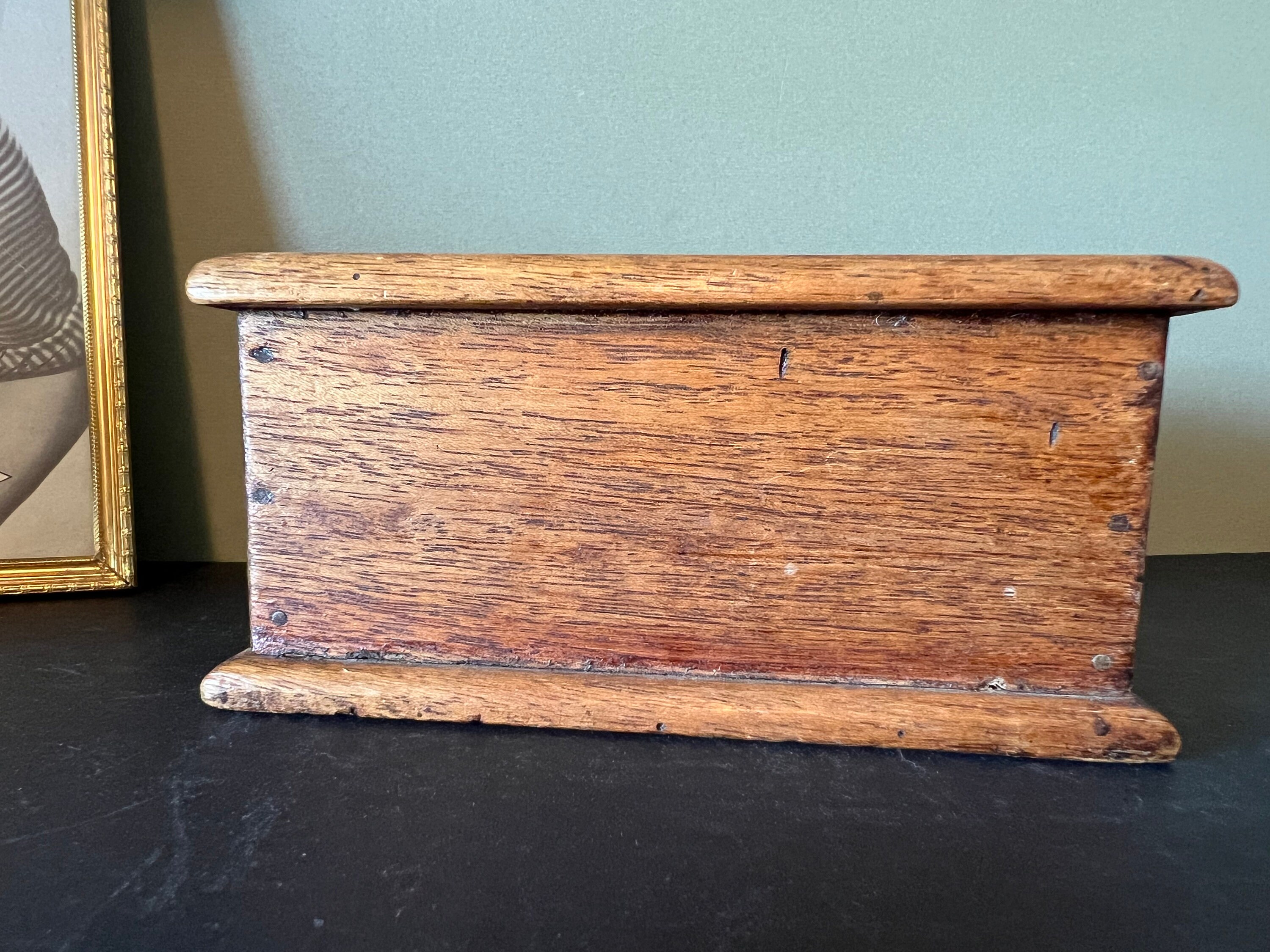 Antique Small Wooden Donation Box With Brass Slot Church Collection Box ...