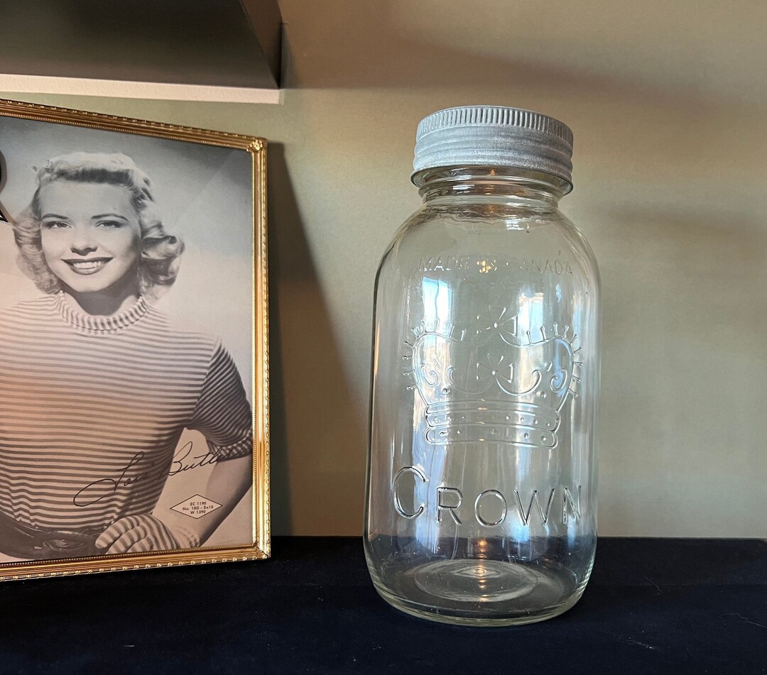 Vintage Crown Half Gallon Canning Jar: 1965 Embossed Glass Kitchen ...
