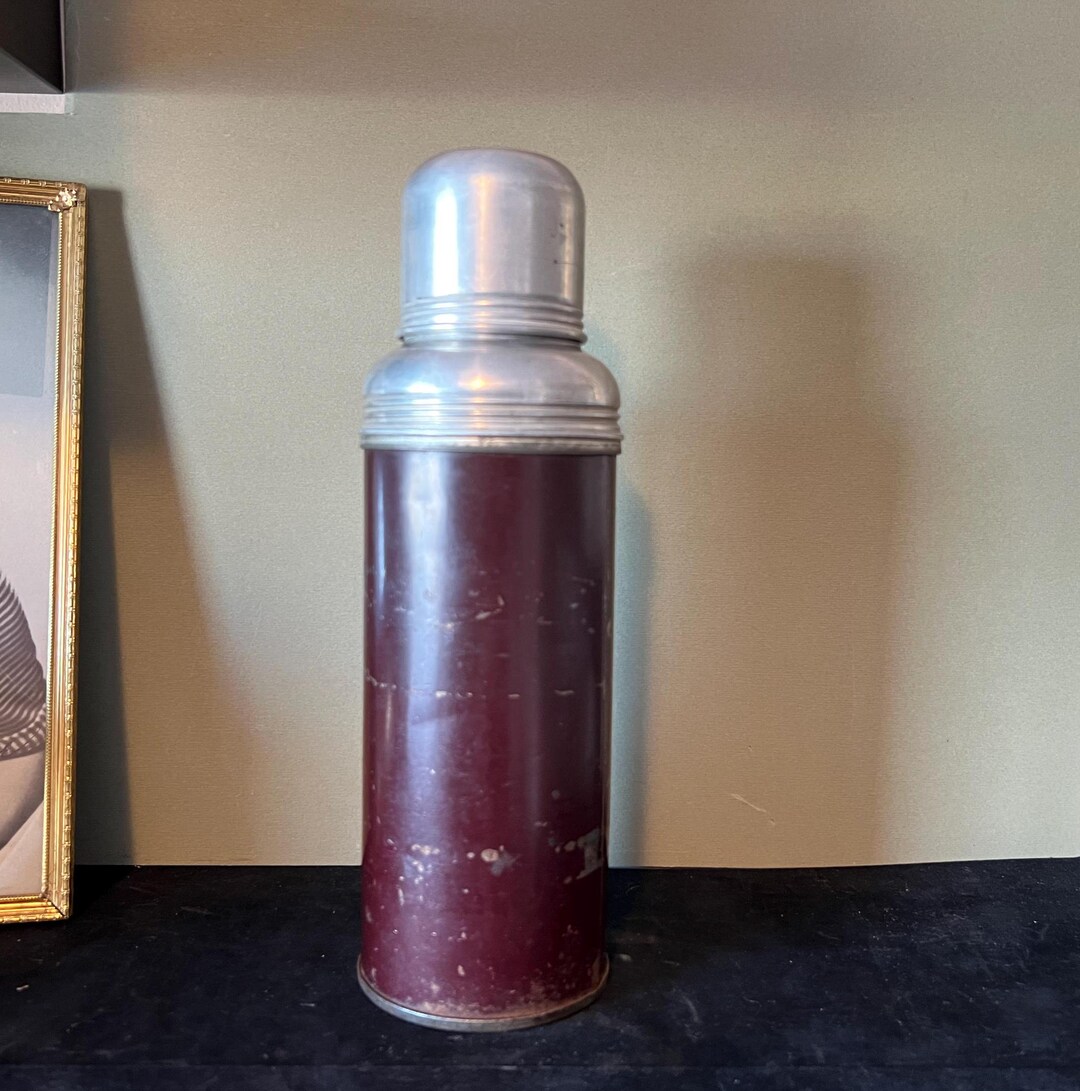 Vintage Metal Thermos Vacuum Flask Glass Bottle - Landers Frary & Clark ...