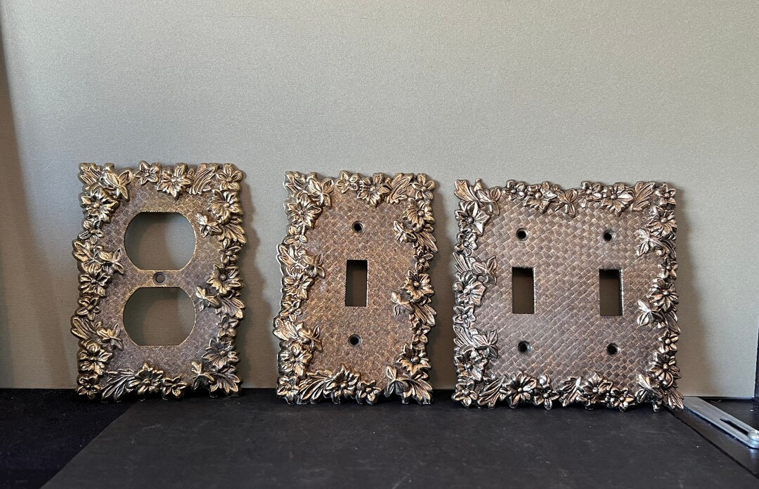 Vintage Floral Ornate Metal Outlet Light Switch Plate Cover Gold ...