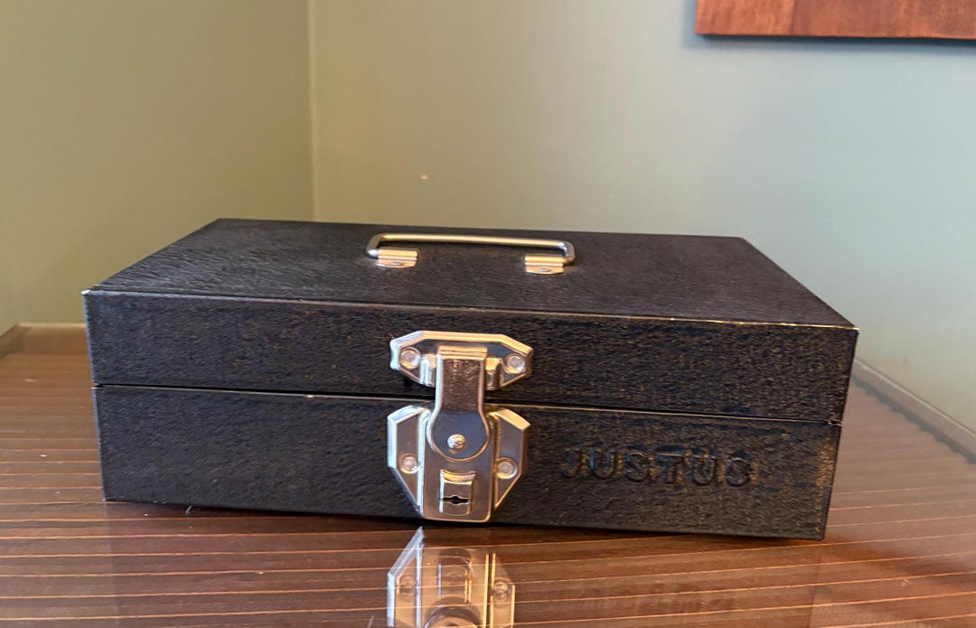 Vintage Metal Lock Box Cash Box - Justus Electric Company Lock Box ...