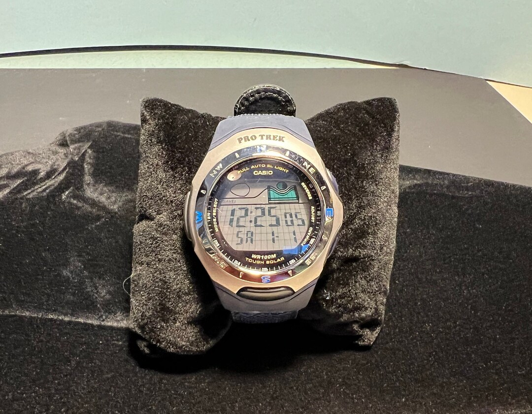 Vintage Casio Pro Trek PRS-201 2531 Solar Moonphase & Tide Diver Eco ...